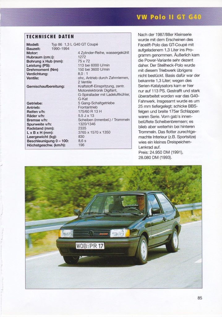 Vw Polo III GT G40 (DE) — Volkswagen Polo G40